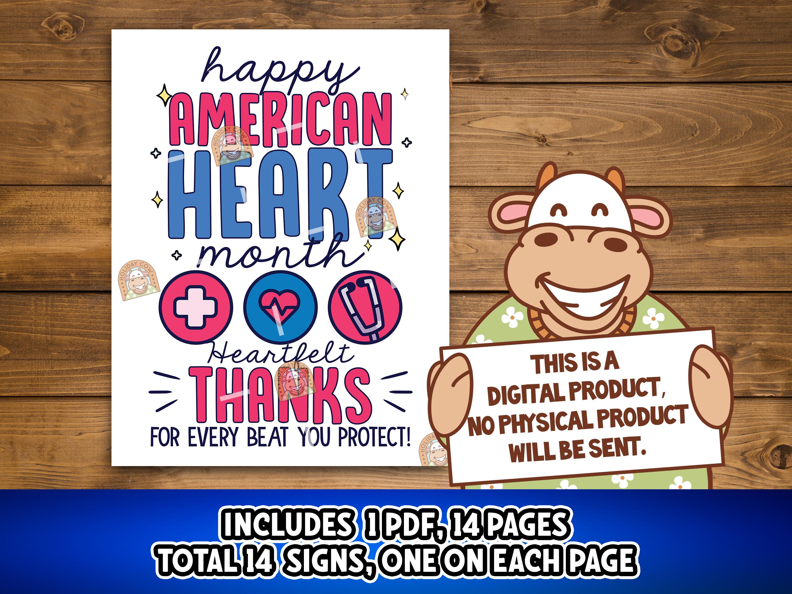 American Heart Month Signs Printable, American Heart Month Gift ...