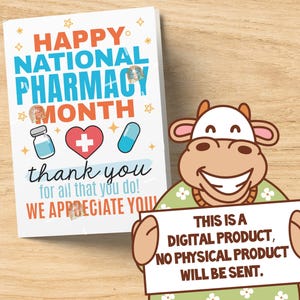 National Pharmacy Month Card Printable, Pharmacy Month Gift, Pharmacy ...