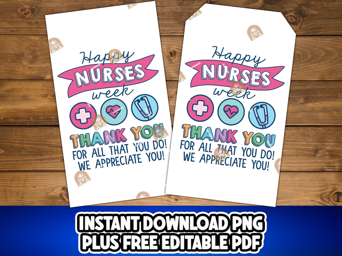 Nurses Week Gift Tag, Printable Nurse Tag for Nurse Appreciation, Thank ...