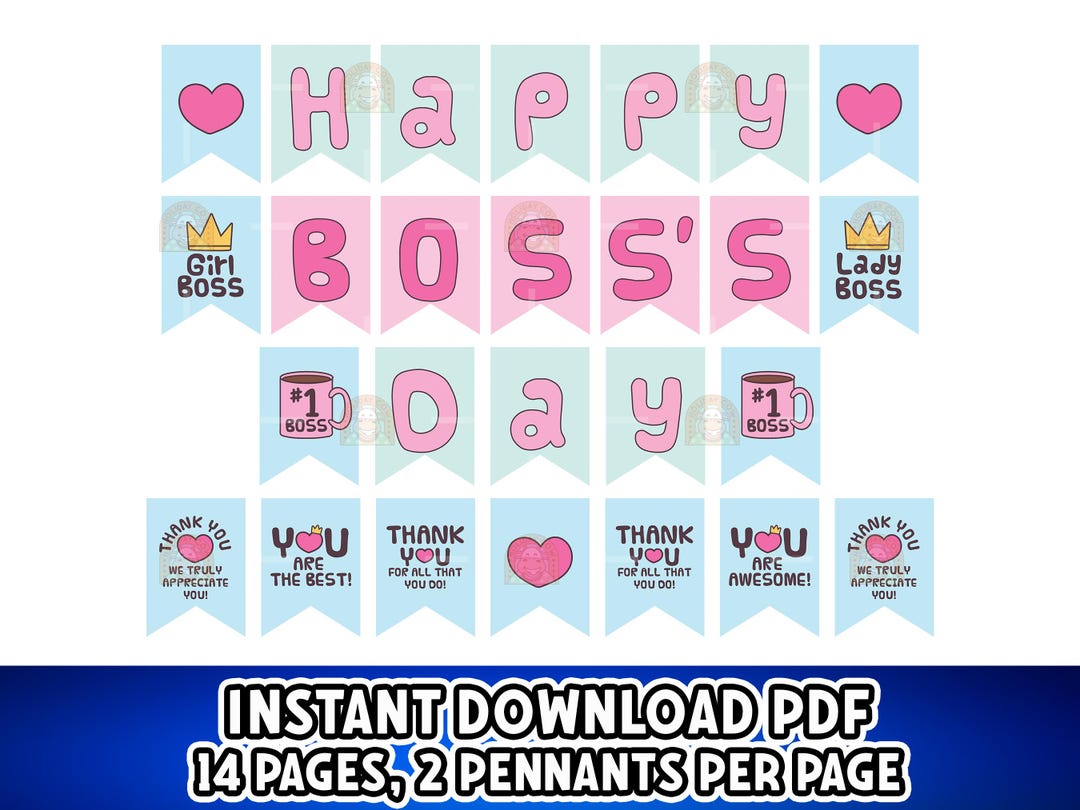 Boss Day Banner Printable, Boss Appreciation Day Banner, Happy Boss's ...