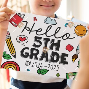 First Day of 5th Grade Sign, First Day of School Sign Printable, Back ...
