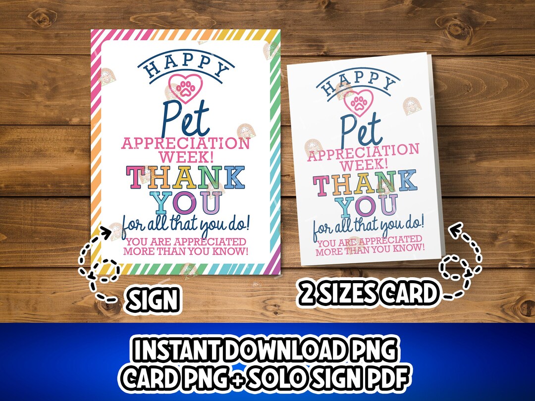 Pet Appreciation Week Card, Printable PAW Card, Pet Appreciation Week ...