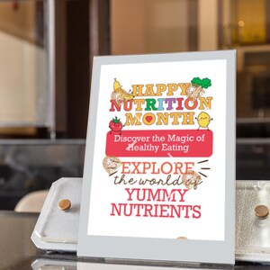 Nutrition Month Gift Printable, School Nutrition Month Décor, Nutrition ...
