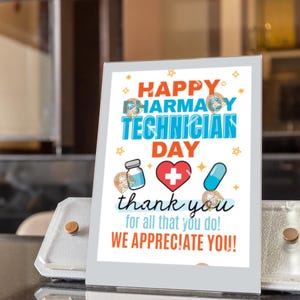 Pharmacy Tech Day Card Printable, Pharmacy Technician Day Gift ...