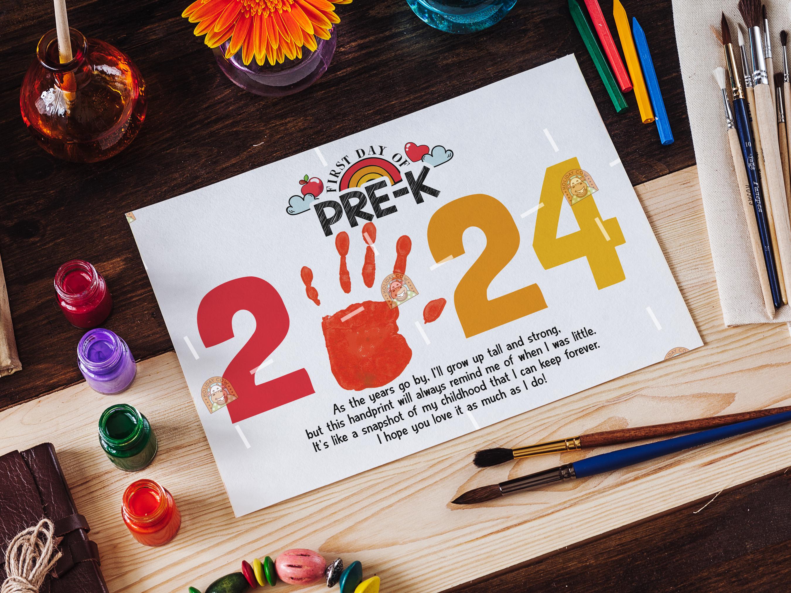 First Day of Pre-k Handprint Art Printable, Pre-kinder Back to School ...