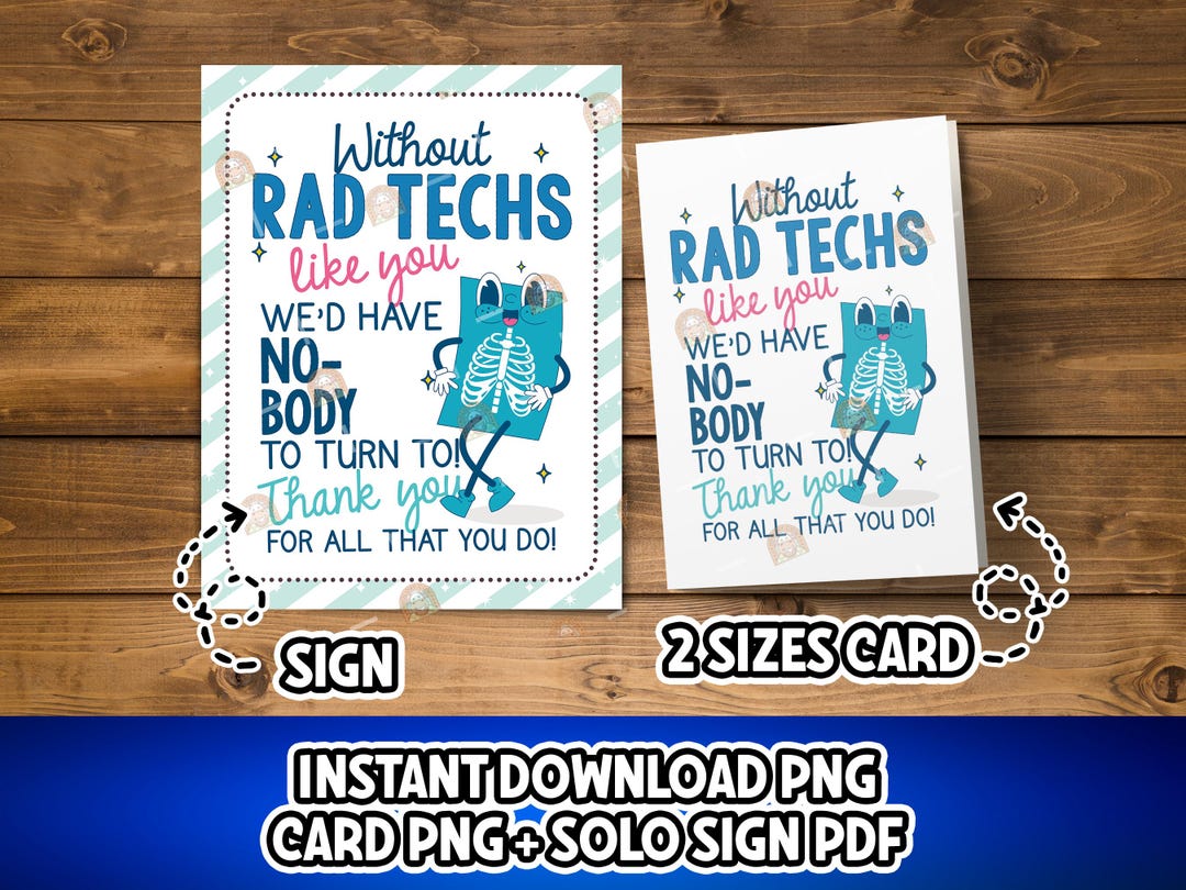 Rad Tech Gift, Printable Rad Tech Week Gift, Funny Rad Tech Card, Thank ...