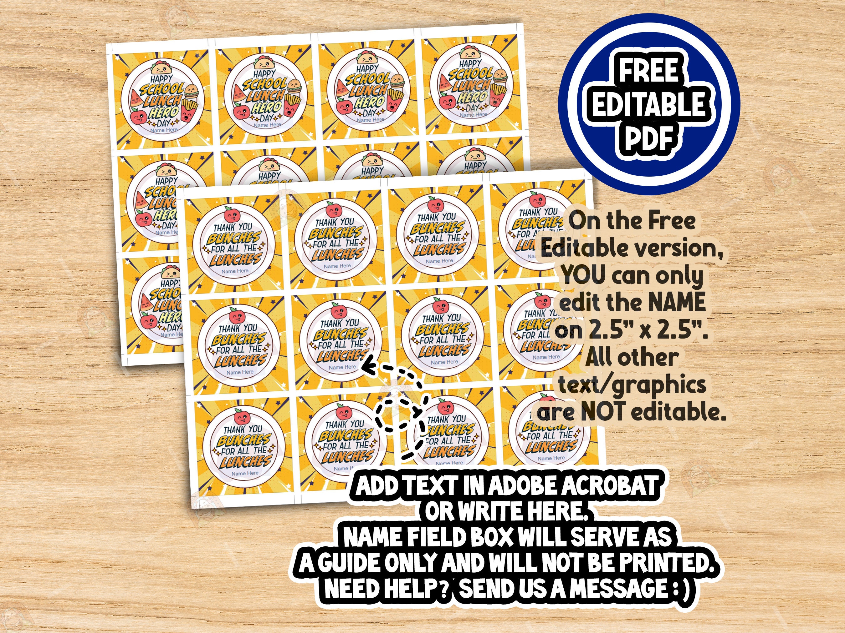 School Lunch Hero Tag Printable, Lunch Hero Appreciation Tags, School ...