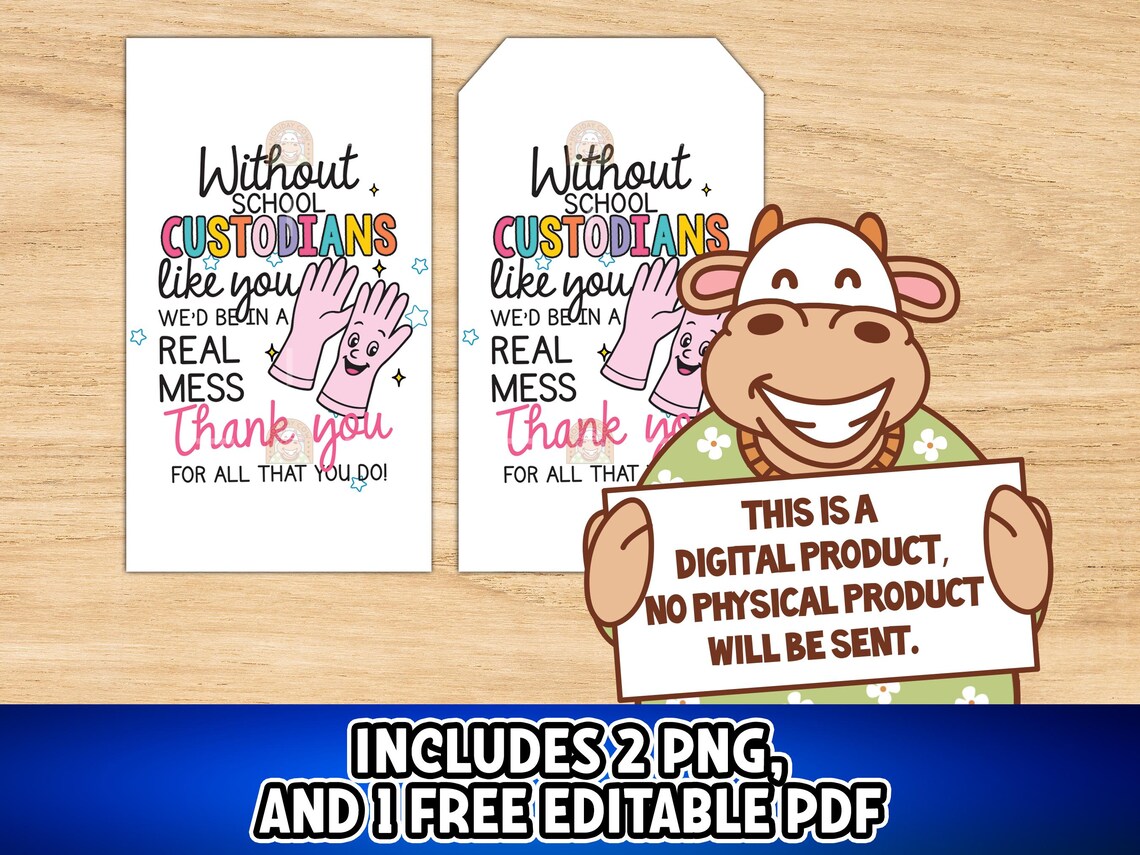 Funny School Custodian Gift Tag, Printable School Custodian ...