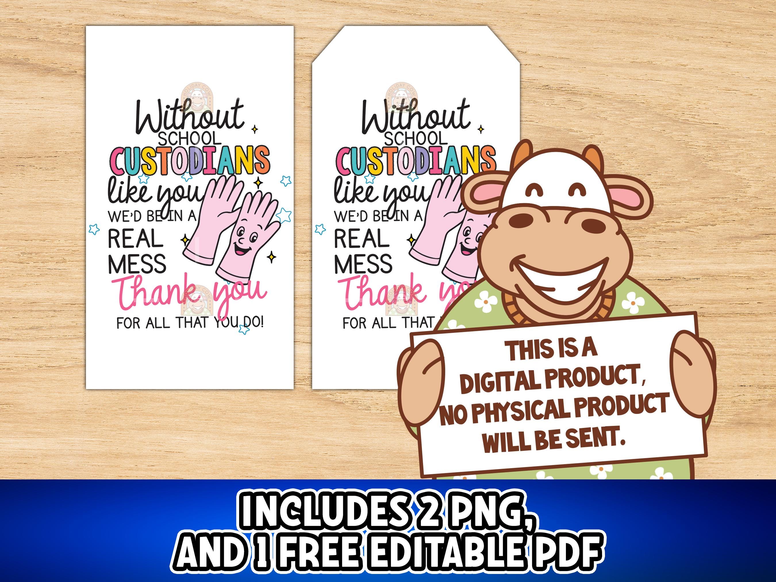 Funny School Custodian Gift Tag, Printable School Custodian ...