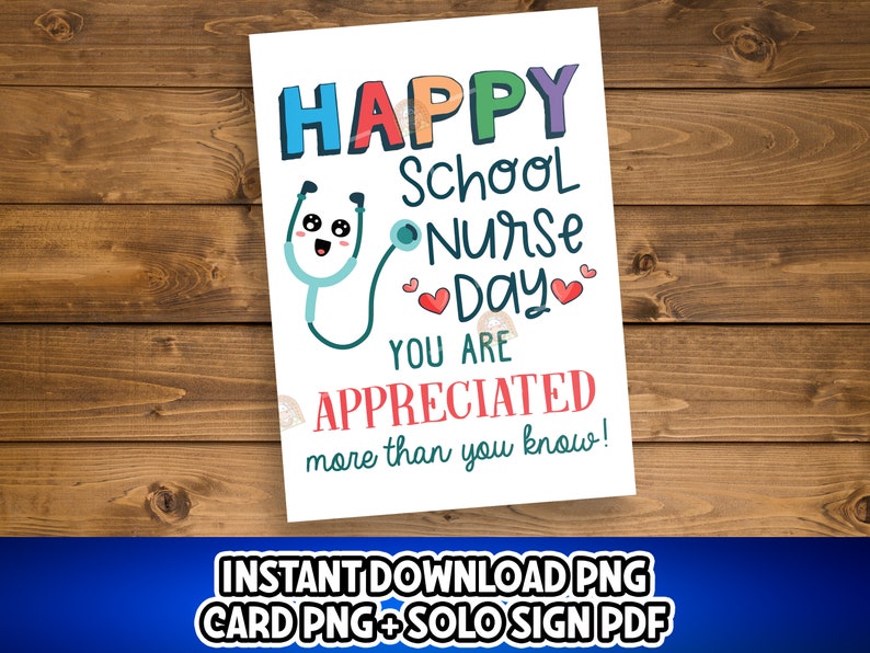 Happy School Nurse Day Card, Printable School Nurse Card, Nurse ...