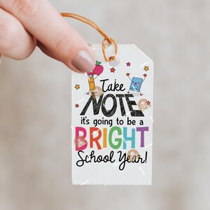 Printable Back to School Tag, Take Note Tag, Bright School Year First ...