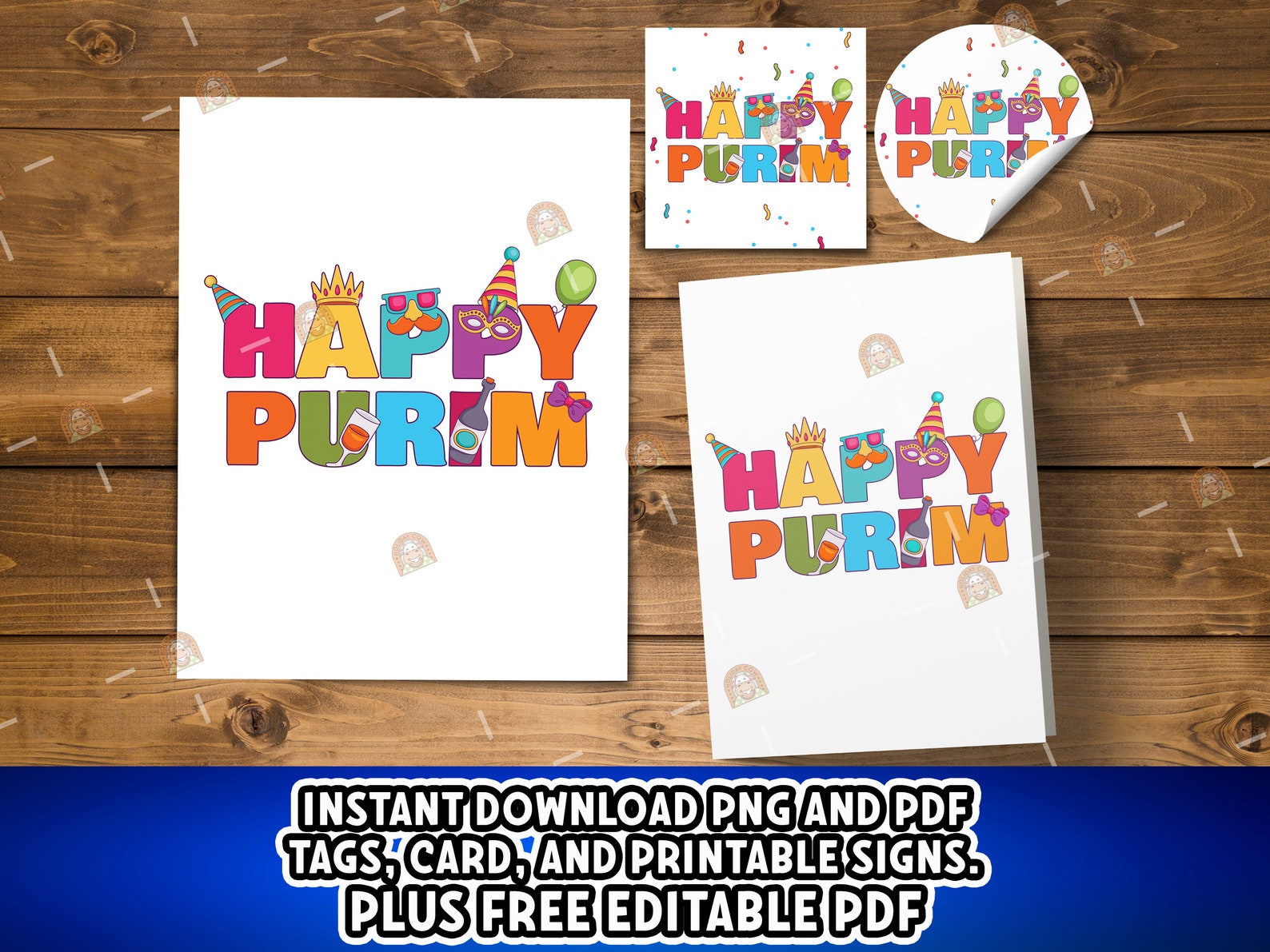 Printable Purim Tags, Purim Gift Tags, Purim Card, Purim Sign, Purim ...