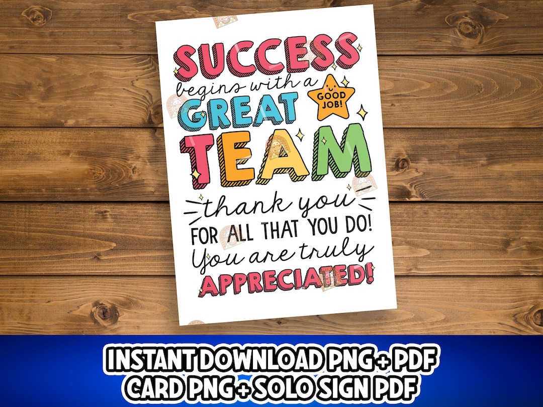 Team Appreciation Gift Printable, Team Members Thank You Sign, Team ...