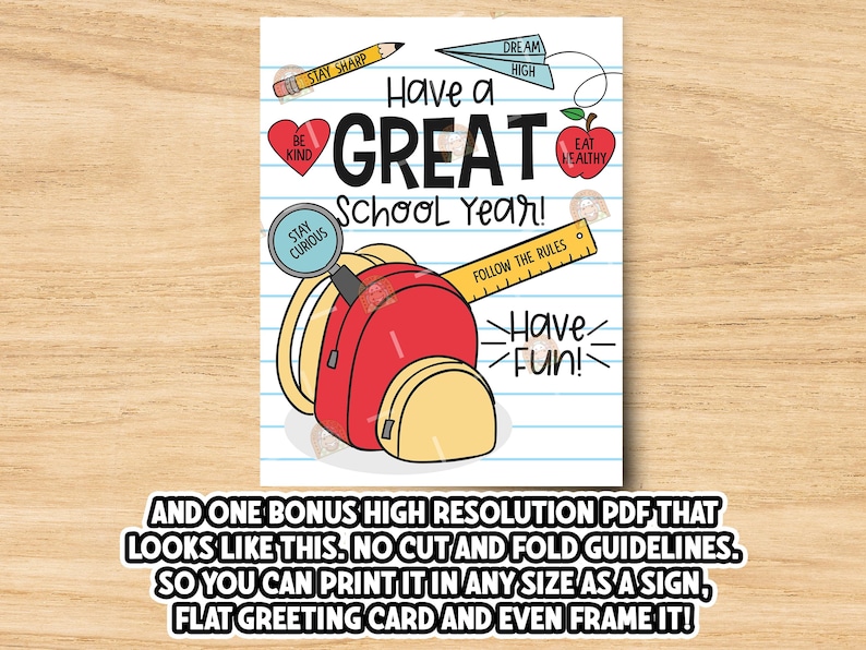 Have a Great School Year Card, Printable First Day of School Gift for ...