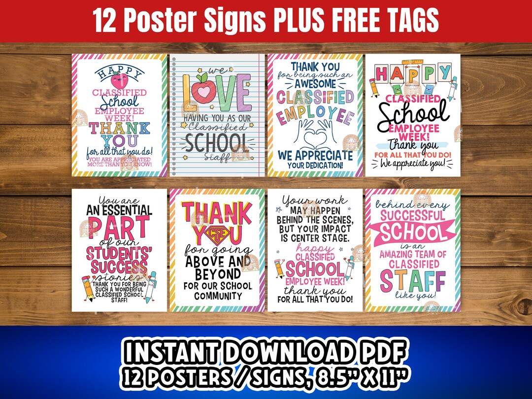Classified School Employee Week Signs Printable, CSEW Decoration ...
