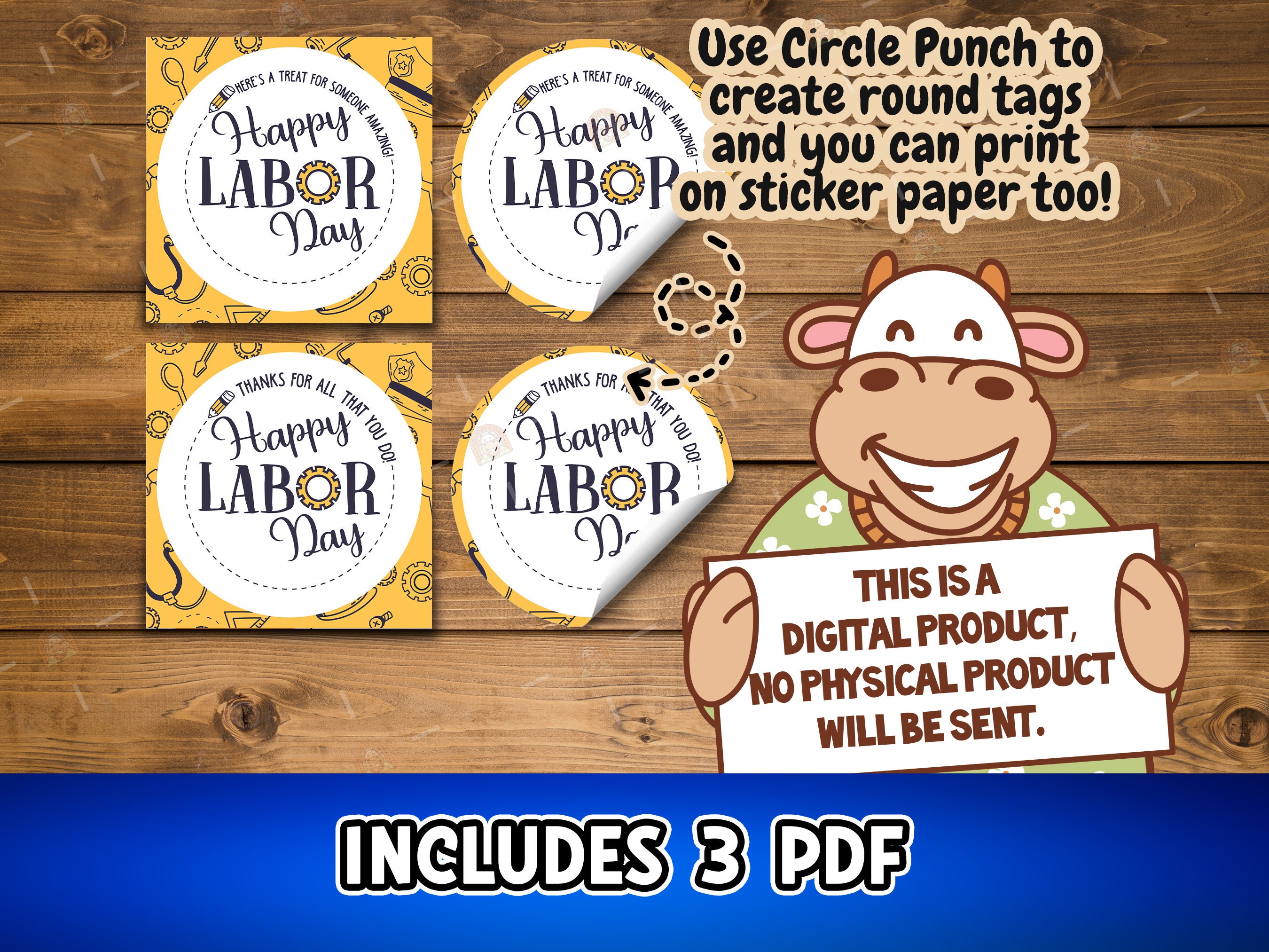 Labor Day Tags, Happy Labor Day Printable Tags, Cute Labor Day Gift ...