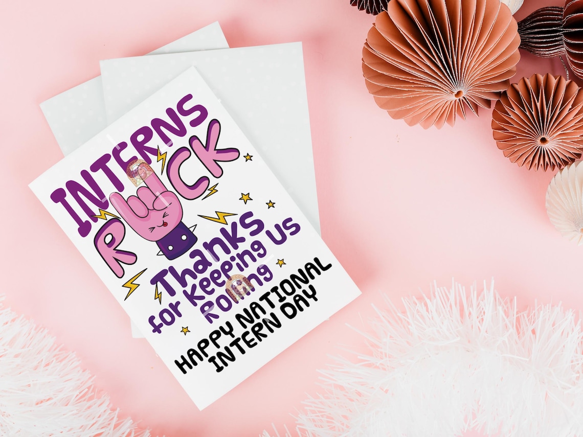 Intern Card, Intern Rocks Printable Card, Happy Intern Day Gift, Intern ...
