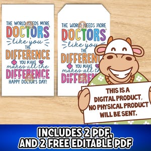Printable Doctor Gift Tag, Thank You Doctor Appreciation Tag, Doctors ...