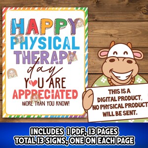 Physical Therapy Day Signs Bundle Printable, Physical Therapists Gifts ...