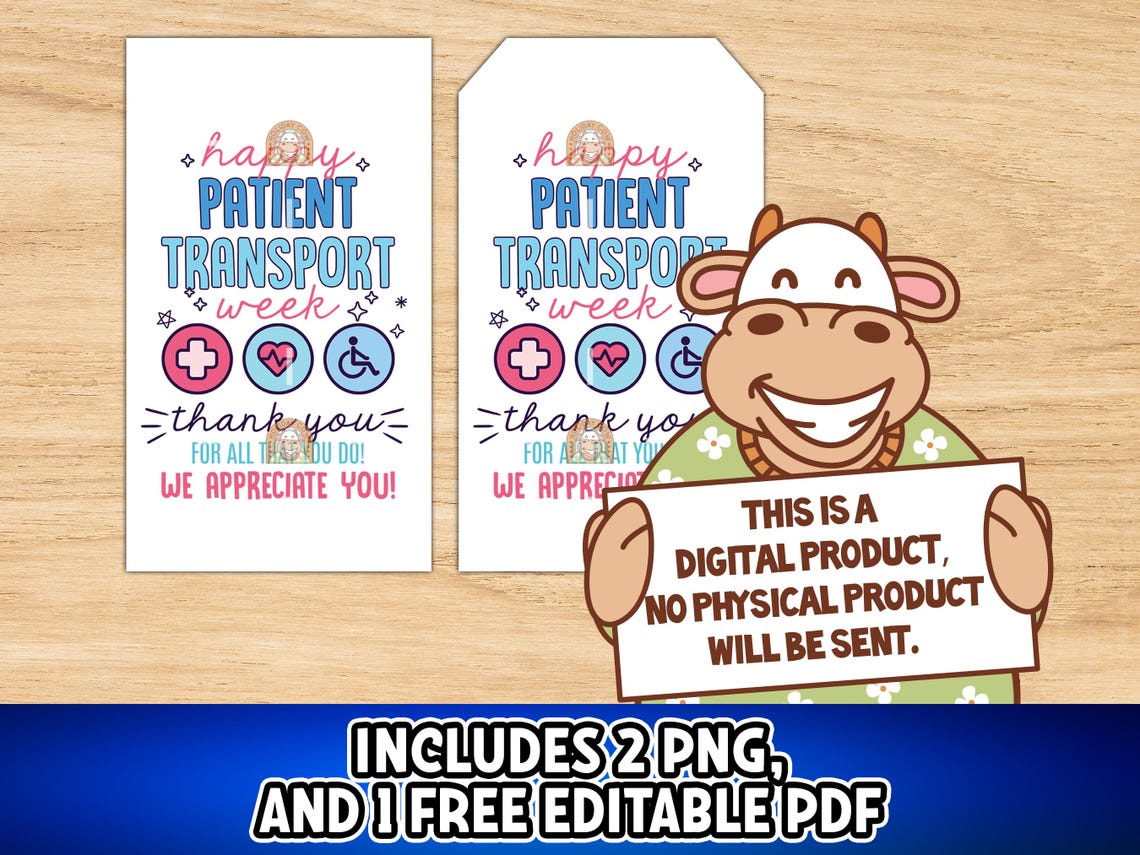 Patient Transport Week Tags Printable, Thank You Patient Transporter ...