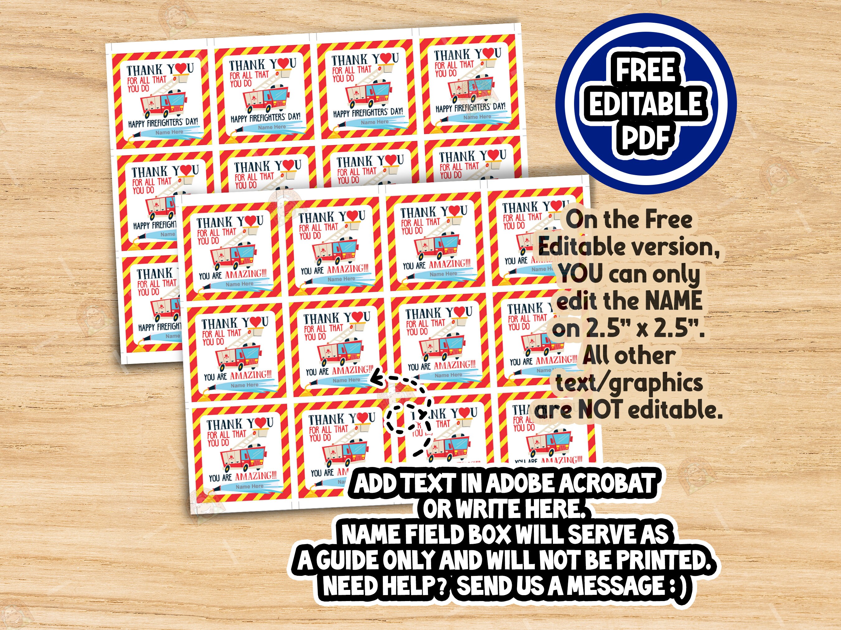 Firefighter Day Gift Tags Printable, Firefighter Appreciation Tags ...