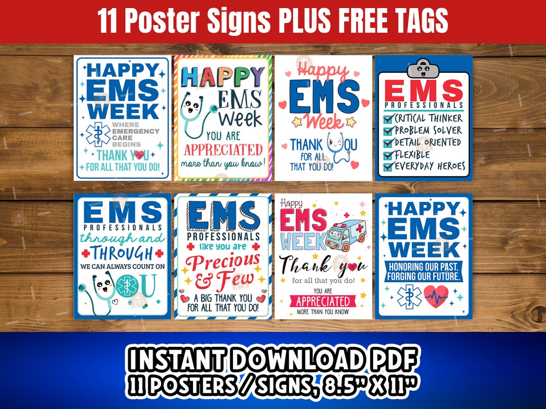 EMS Week Signs Printable Bundle, Ems Week Gifts, Ems Appreciation ...