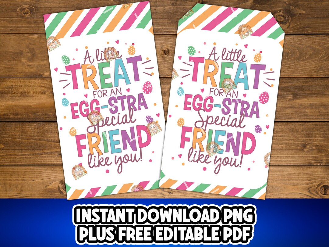 Kids Easter Tag for Friends Printable, Thank You Friend Easter Day Gift ...