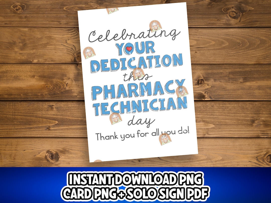 Pharmacy Technician Day Card Printable, Pharmacy Tech Day Gift ...