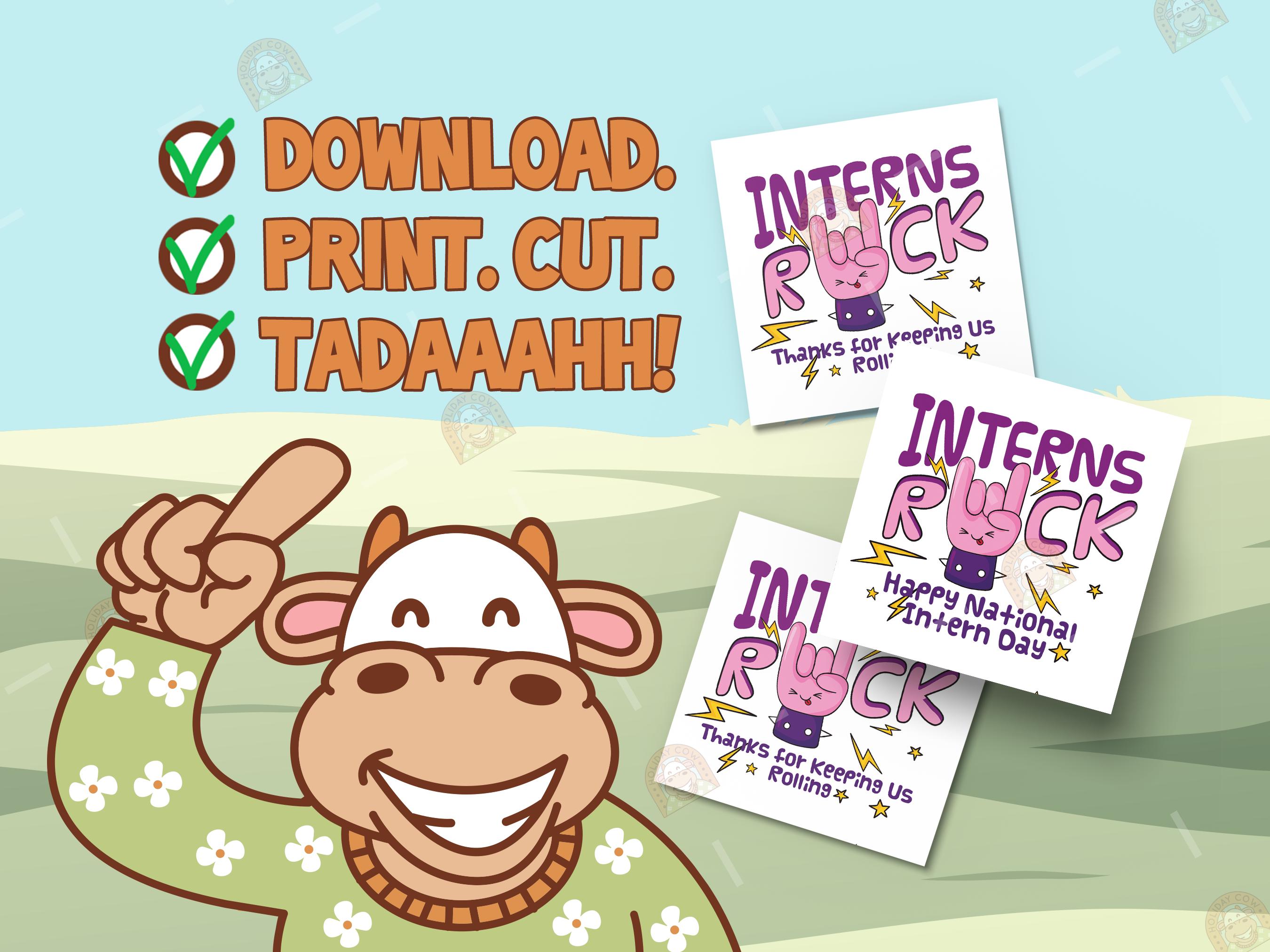 Intern Tag Printable, National Intern Day Gift Tags, Tags for Intern ...