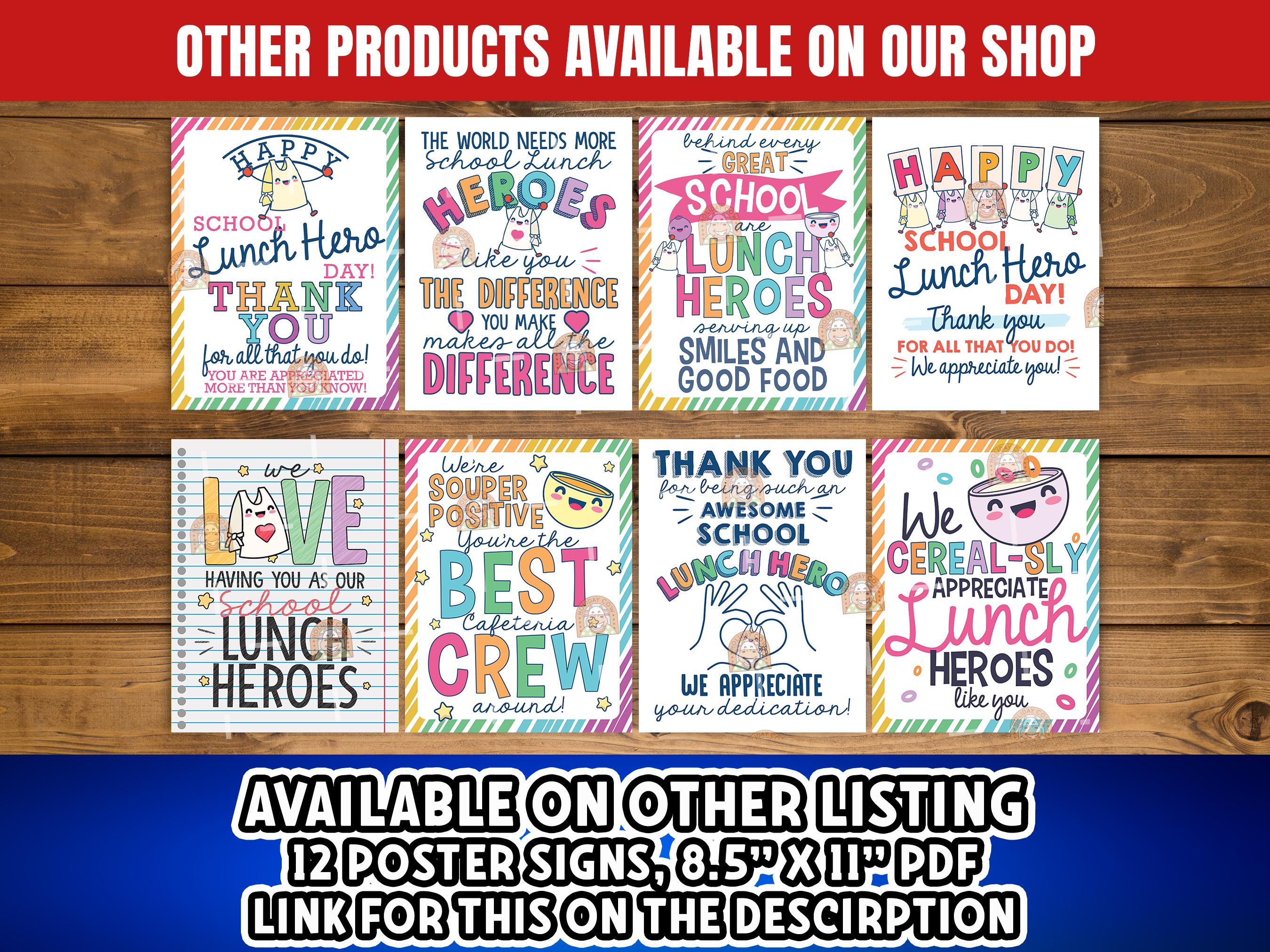 Printable School Lunch Hero Gift Tag, School Lunch Hero Day Tag, Lunch ...