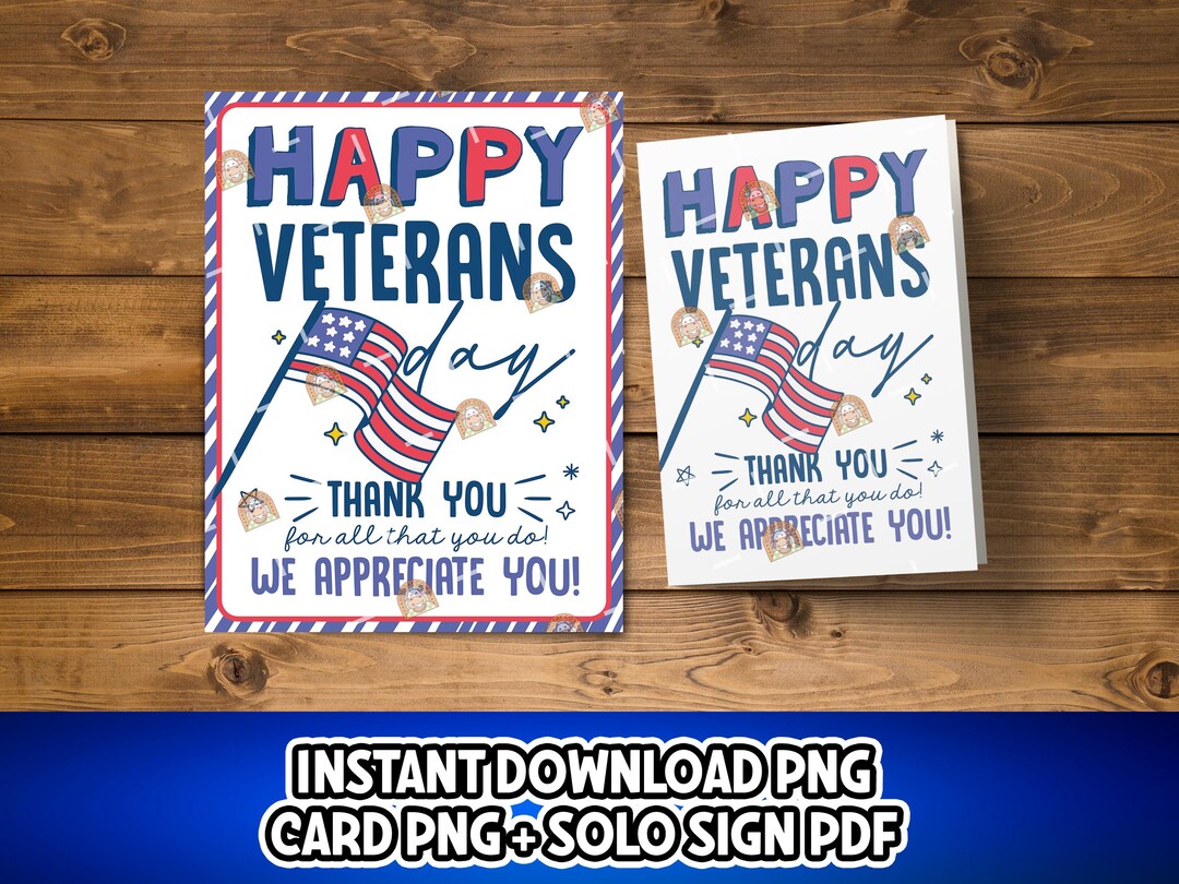 Veterans Day Card Printable, Veterans Day Gift, Happy Veterans Day Sign ...