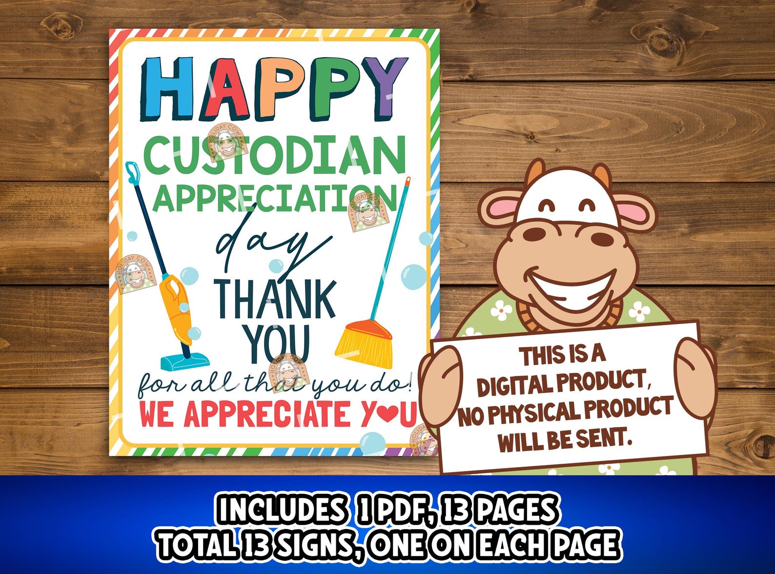 Custodian Day Signs Printable, Custodian Appreciation Gift, Thank You ...