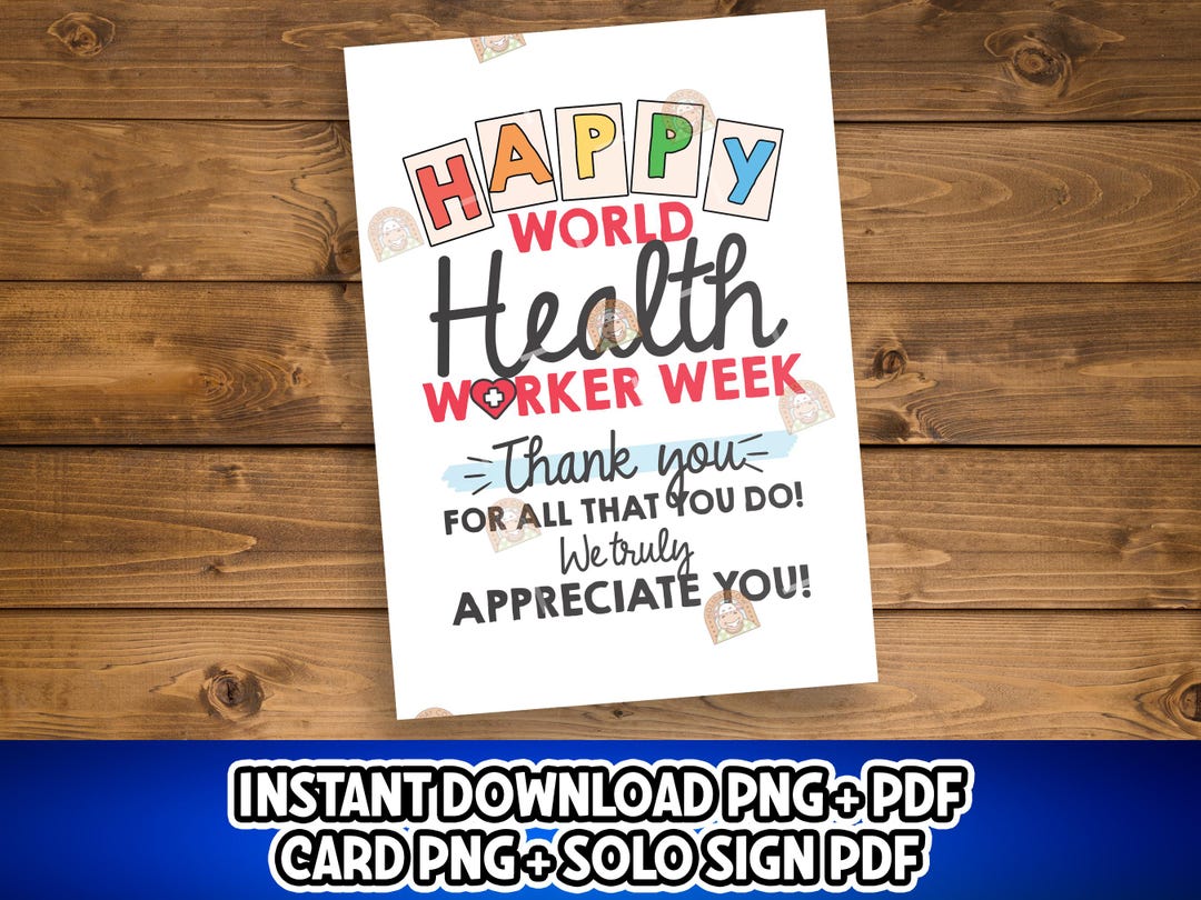 Printable World Health Worker Week Card, Health Worker Thank You Sign ...