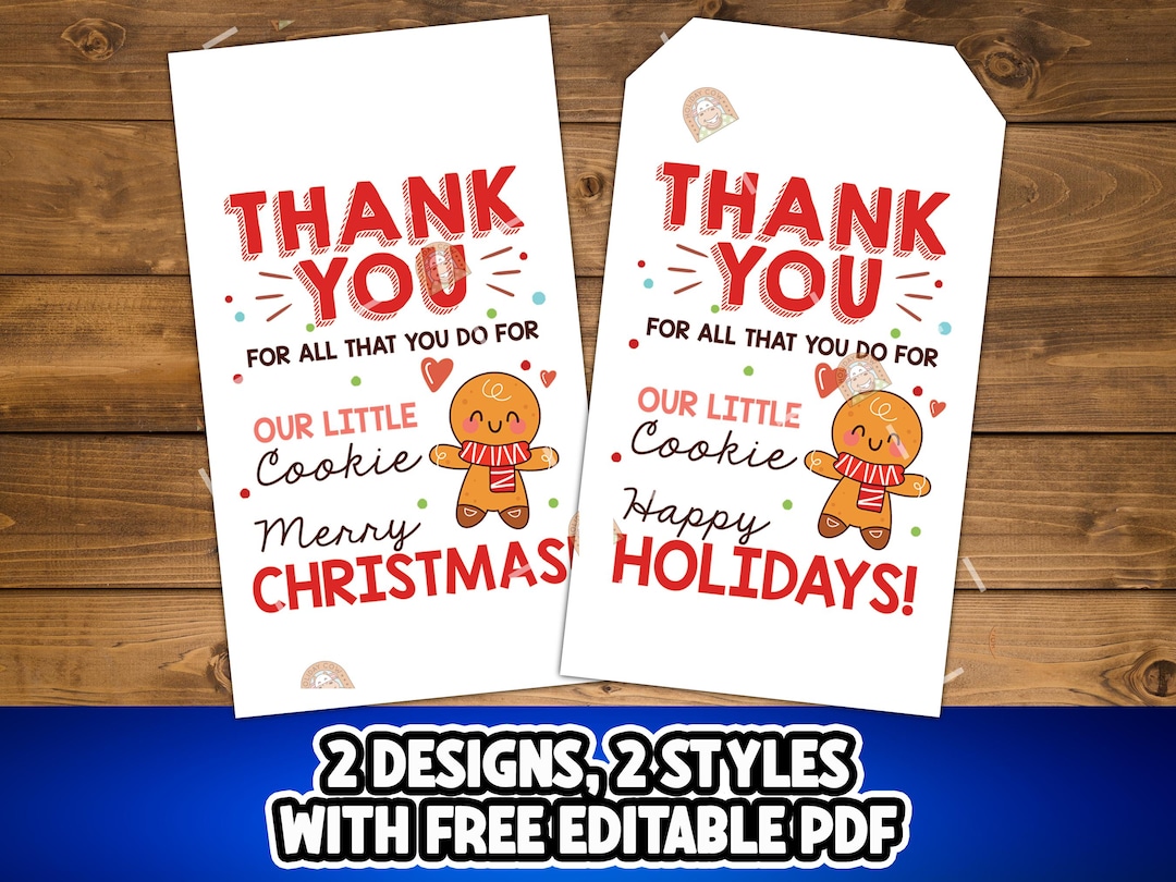 Christmas Treat Tag Printable, Holiday Favor Tag, Thank You Daycare ...