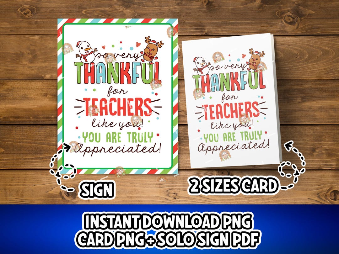 Christmas Teacher Holiday Sign Printable, Thank You Teacher Holiday ...