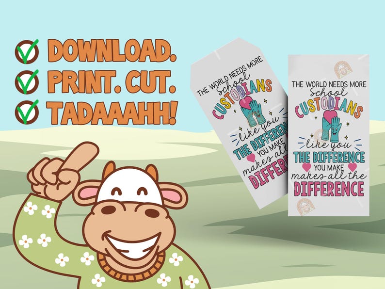 School Custodian Gift Tag, Printable School Custodian Appreciation ...