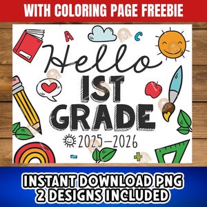 First Day of 1st Grade Sign, First Day of School Sign Printable, Back ...