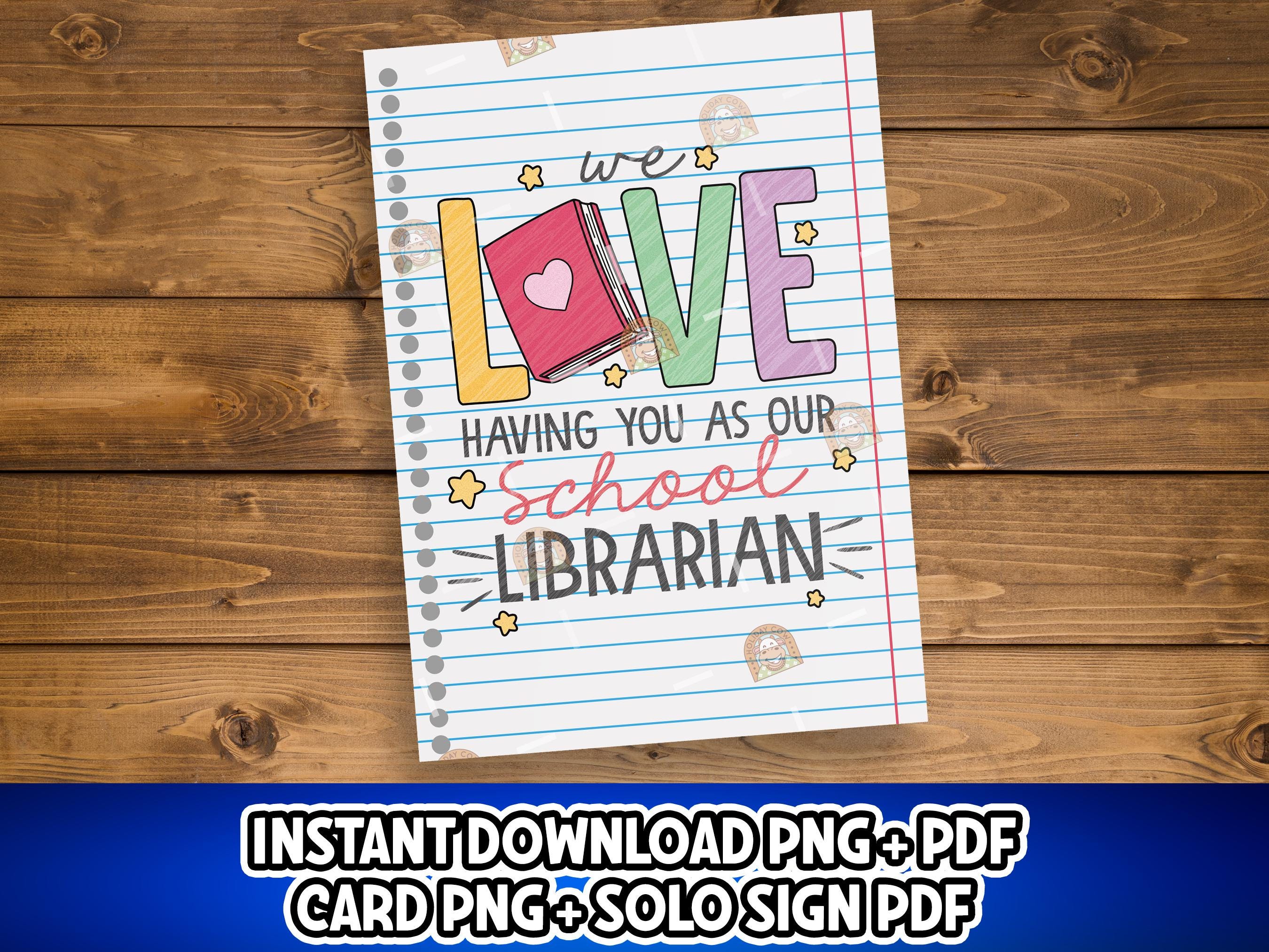 School Librarian Gift, Printable Librarian Card, Librarian Thank You ...