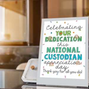 Custodian Day Signs Printable, Custodian Appreciation Gift, Thank You ...