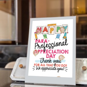 Paraprofessional Day Gift Printable, Para Professional Day Card ...