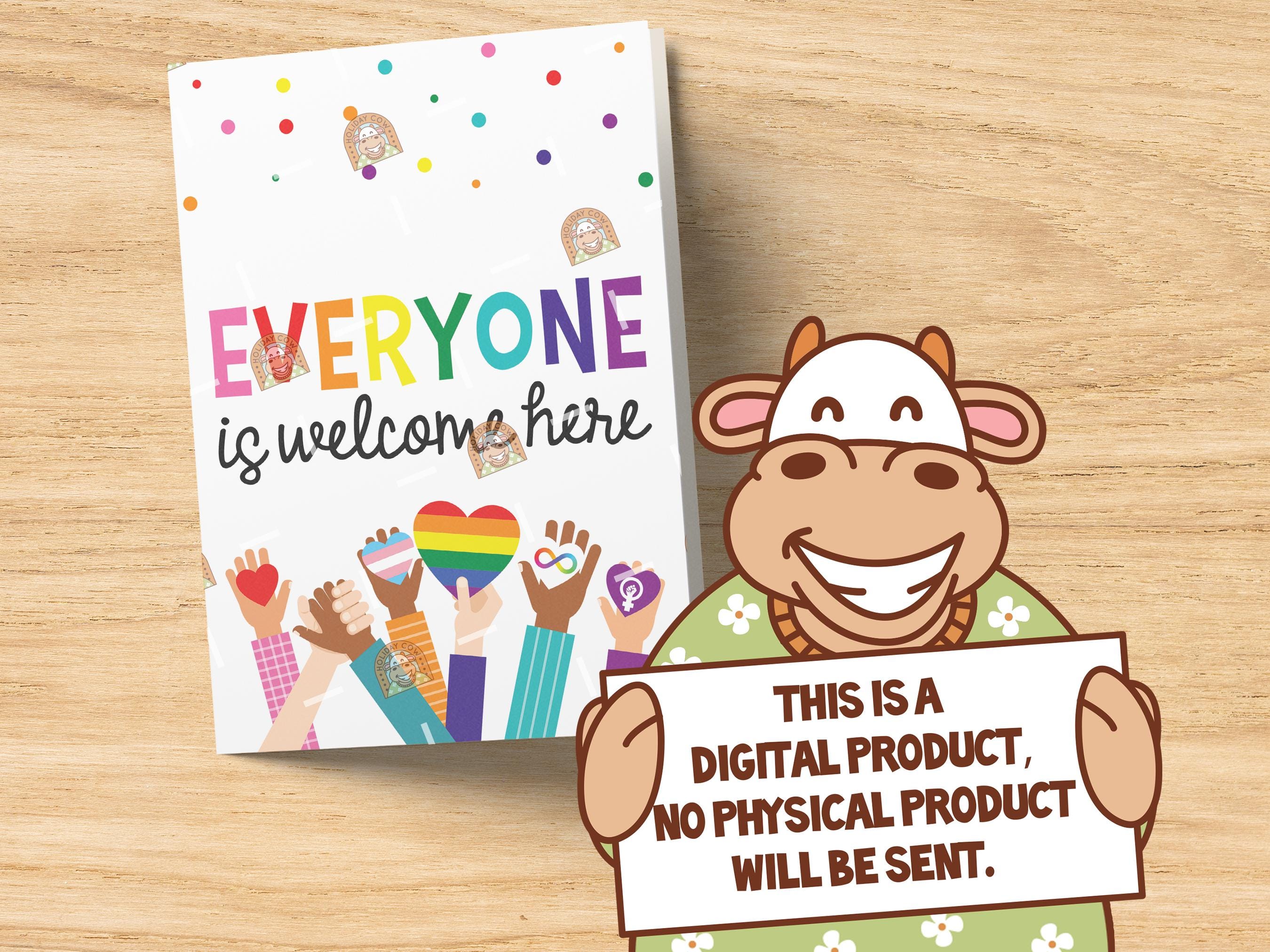 Everyone is Welcome Here Sign, Printable Inclusive Classroom Décor, No ...