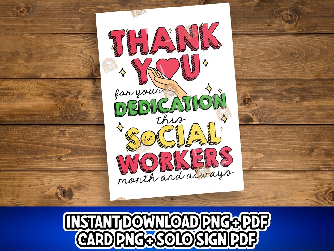 Printable Social Work Month Gift, Thank a Social Worker Card, Happy ...