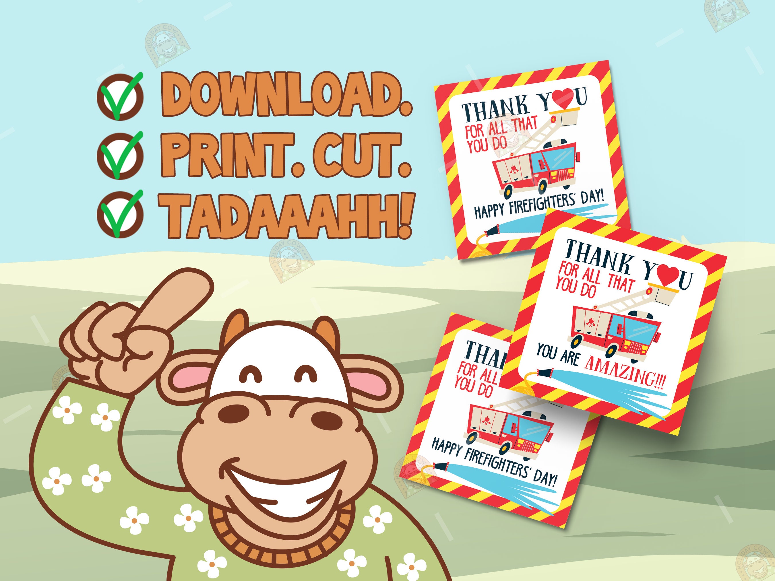 Firefighter Day Gift Tags Printable, Firefighter Appreciation Tags ...