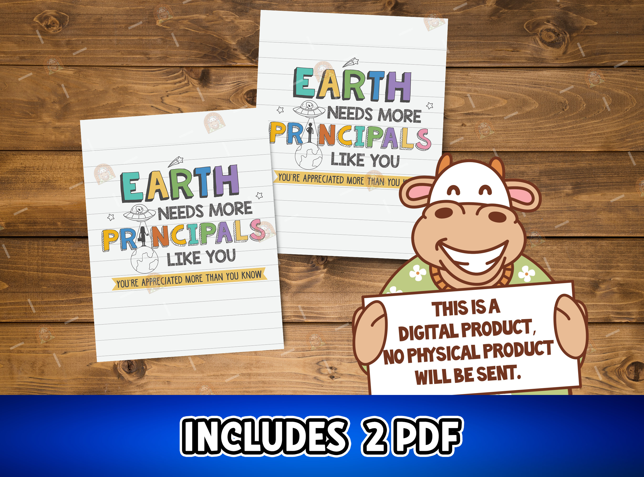 Principal Appreciation Card Printable, School Principal Gift, National ...