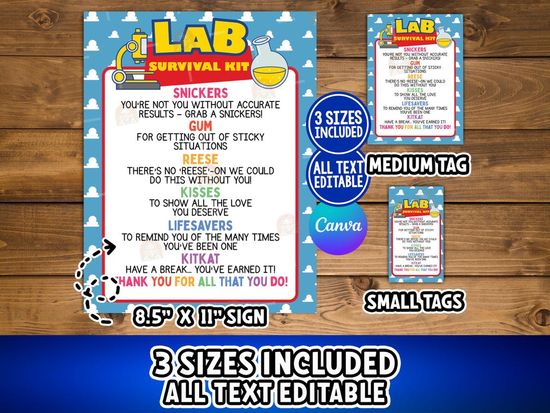 Lab Week 2026 Survival Kit Gift Tag Editable, Lab Week Survival Kit Tag ...