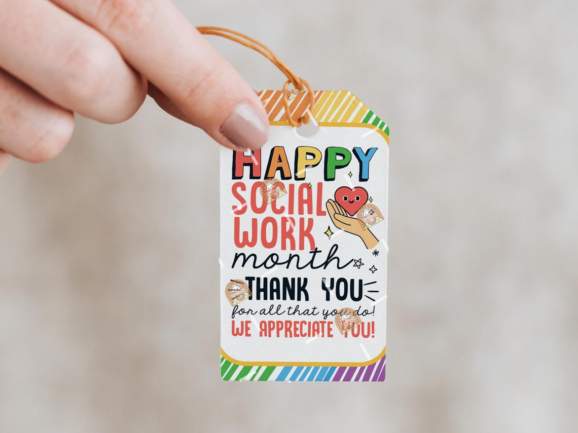 Printable Social Work Month Gift Tag, Thank a Social Worker Gift Tag ...