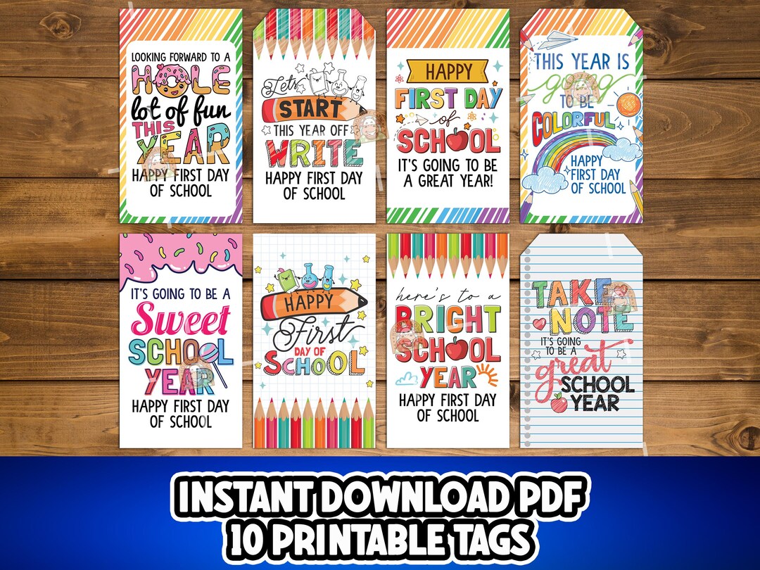 Back to School Tags Printable, First Day of School Tag, 1st Day School ...