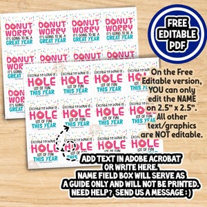 Back to School Tags, Printable Donut Worry Tags, Donut Gift Tag, First ...