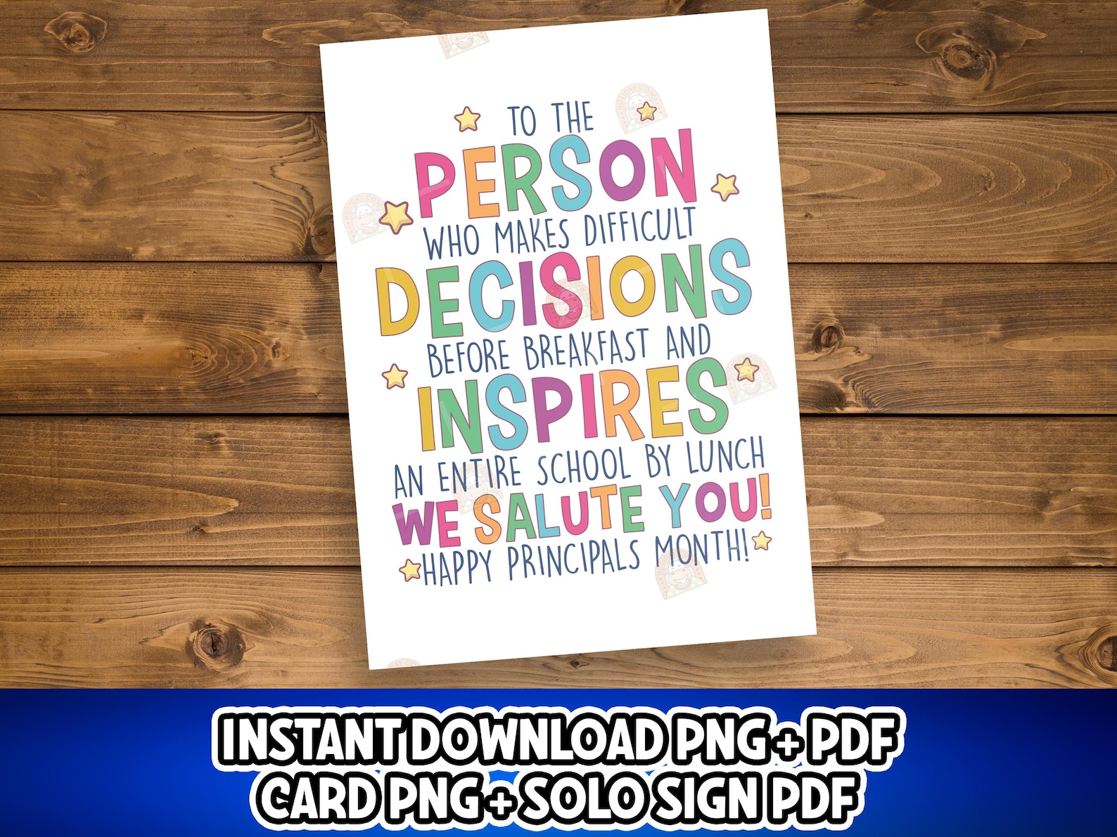 Principals Month Gift, Printable Principal Appreciation Card, School ...