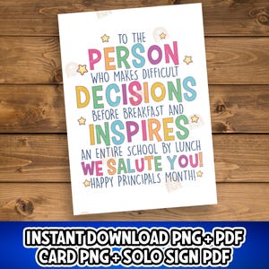 Principals Month Gift, Printable Principal Appreciation Card, School ...